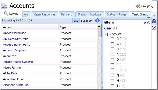 SalesLogix 7.5.1 Web Client – Filters | Customer FX